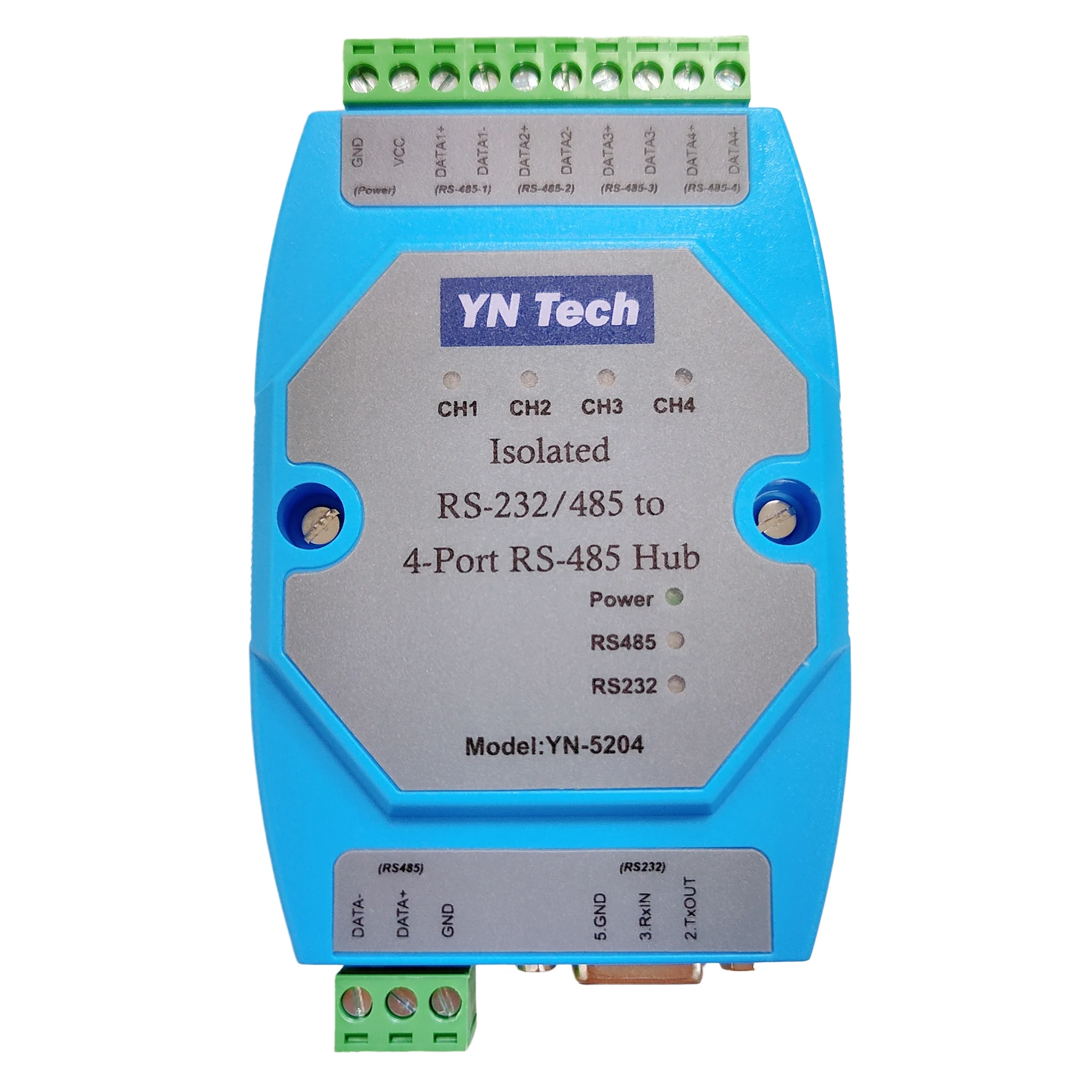 Isolated Bidirectional 4 Port RS485 Hub Repeater - UT5204