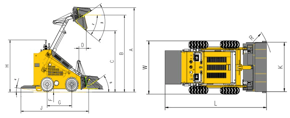 Chinese TL280 Mini Walk Behind Skid Steer Mulcher Loader
