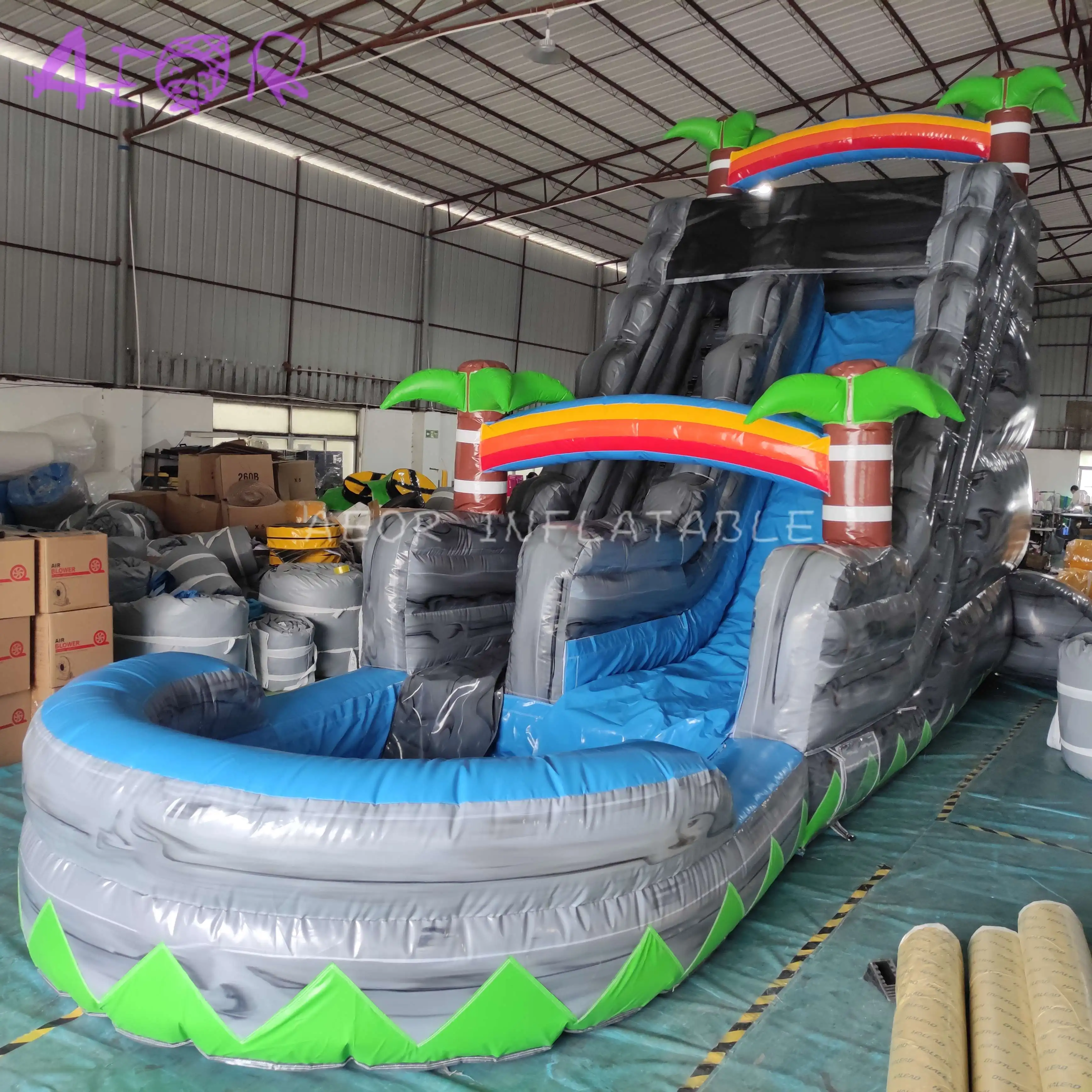 Playground Inflatable Large Waterslide Jumping Inflatable Water Slide ...