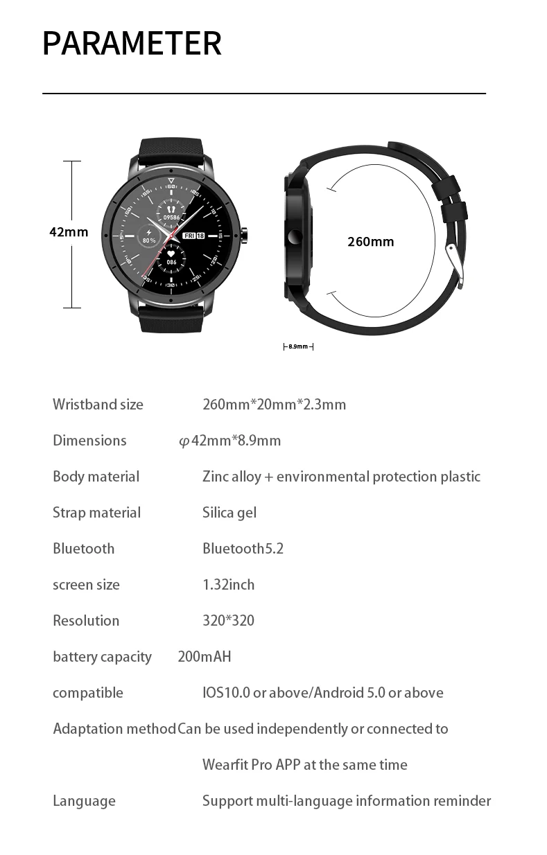 Round Touch Reloj Screen Hw21 Smartwatch 1.32inch Wristband Fitness ...