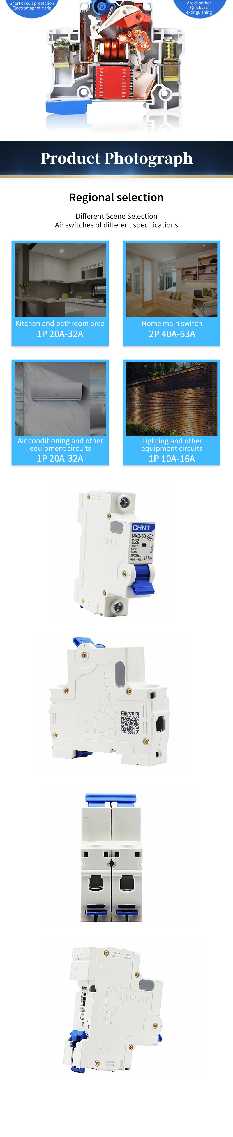CHINT NXB D Type MCB 1P - Reliable 220V Circuit Breaker