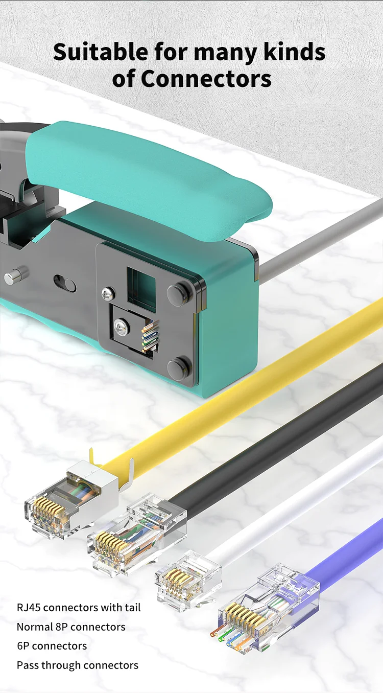 Rj45 Pass Through Crimping Tool For Cat8 Cat7 Cat6a Cat6 Cat5e Ethernet ...