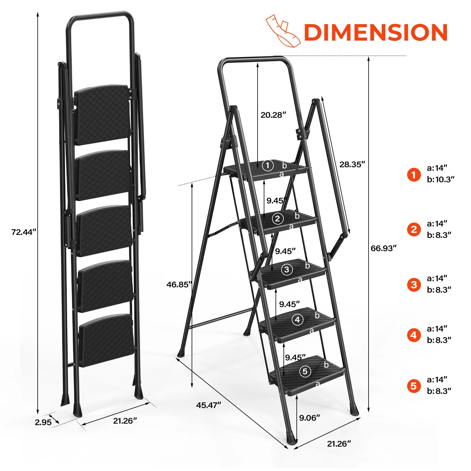 SIYU Folding Stairs - Heavy Duty & Wide Pedal Ladder