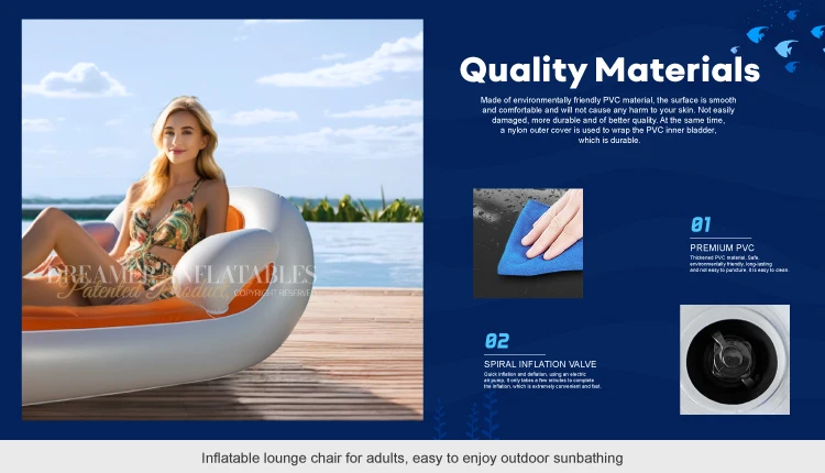 New Design Inflatable Sun Pool Lounger Beach Sunbathing Float Chair ...