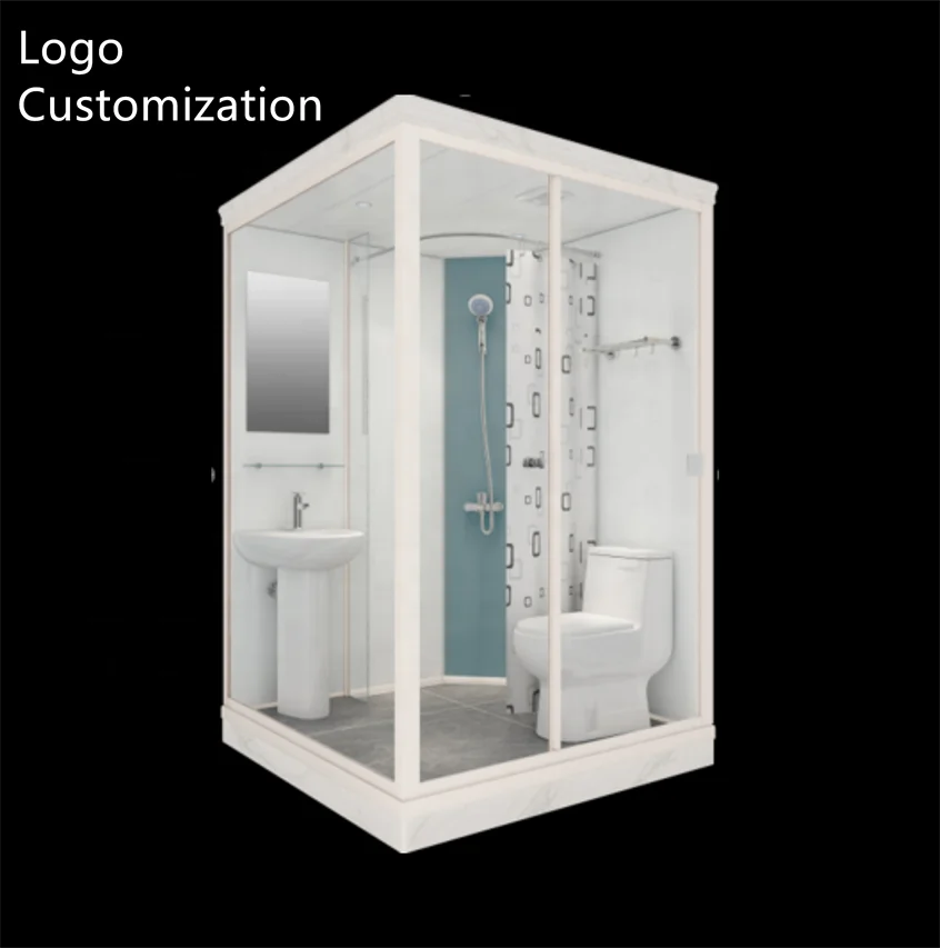 MESA small prefab corner shower bathroom with temporary glass shower ...