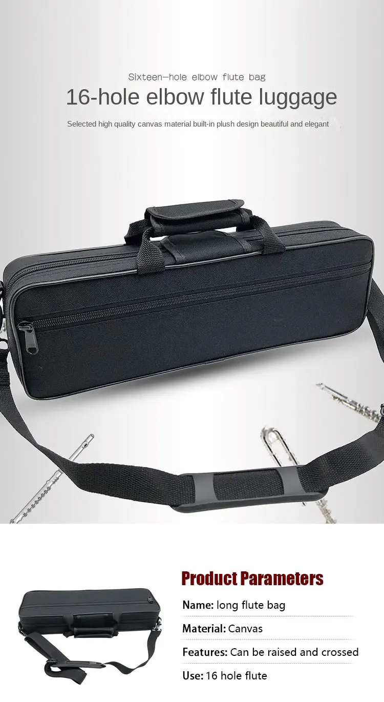 16 Hole Elbow Flute Bags Musical Instrument Storage Box Flute Canvas ...