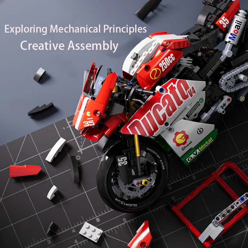 Racing Block Kit Motorcycle Model Building Block Red Racing Motorcycle ...