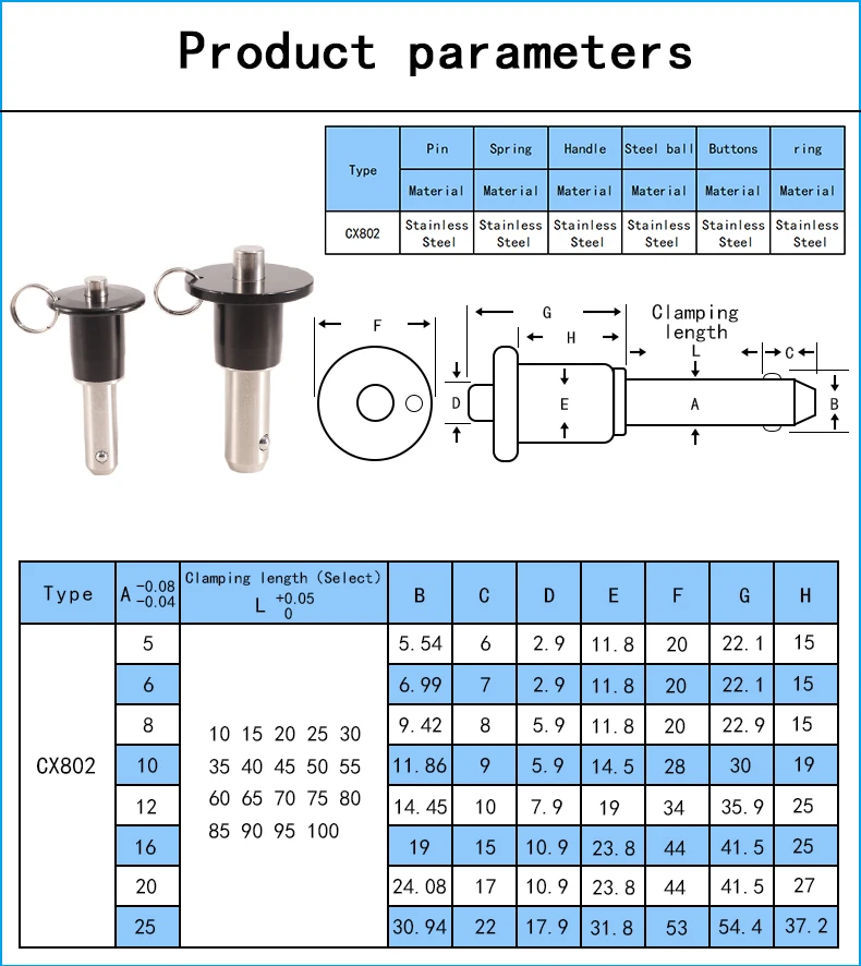 Customized Stainless Steel Round Head Lock Ball Pin Quick Release Pin ...