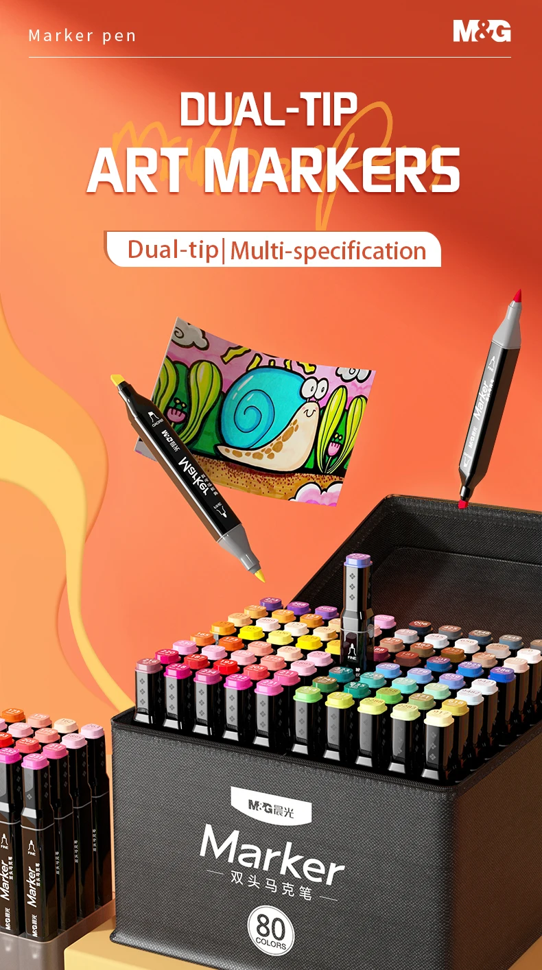 M&G Double-tip Square Art Marker Set - 168 Colors, Dual-side Writing ...