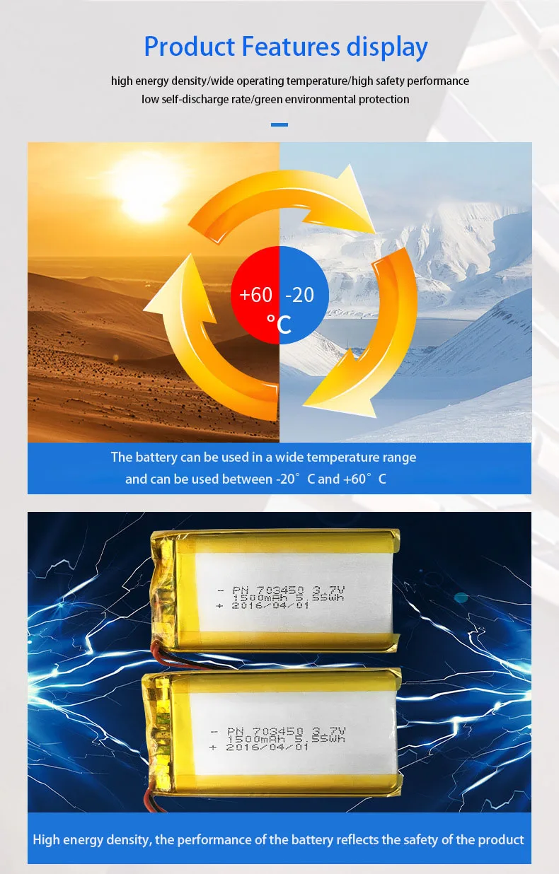 3.7v 104050 2500mah Rechargeable Lipo Battery Lithium Polymer Battery ...