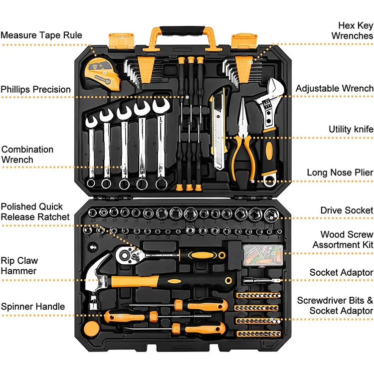 Ifixpro Garage Tool Set Mechanics Tool Set 158 Pcs Household Tool Kit ...
