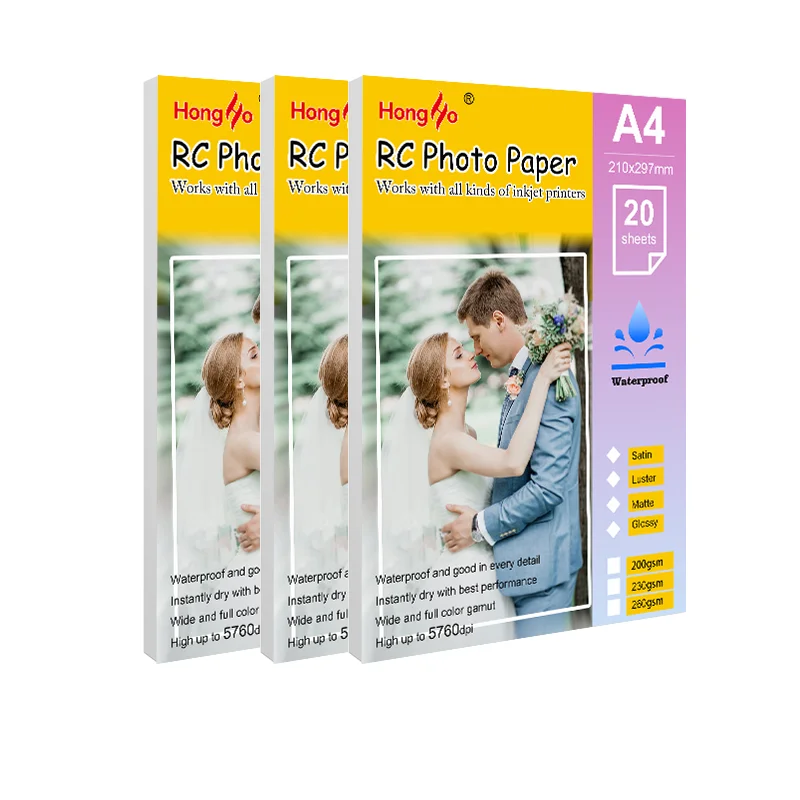 200/240/260gsm Waterproof Paper Premium RC Photo Paper Glossy 3R 4R 5R A4 Hongho Photo Paper ...
