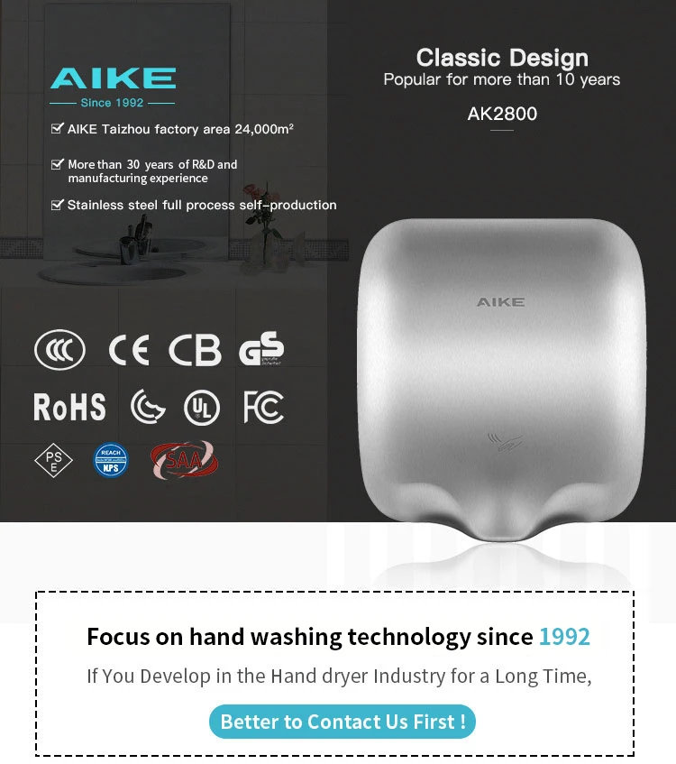 AK2800 Stainless Steel Hand Dryer - Fast & Sensor-activated