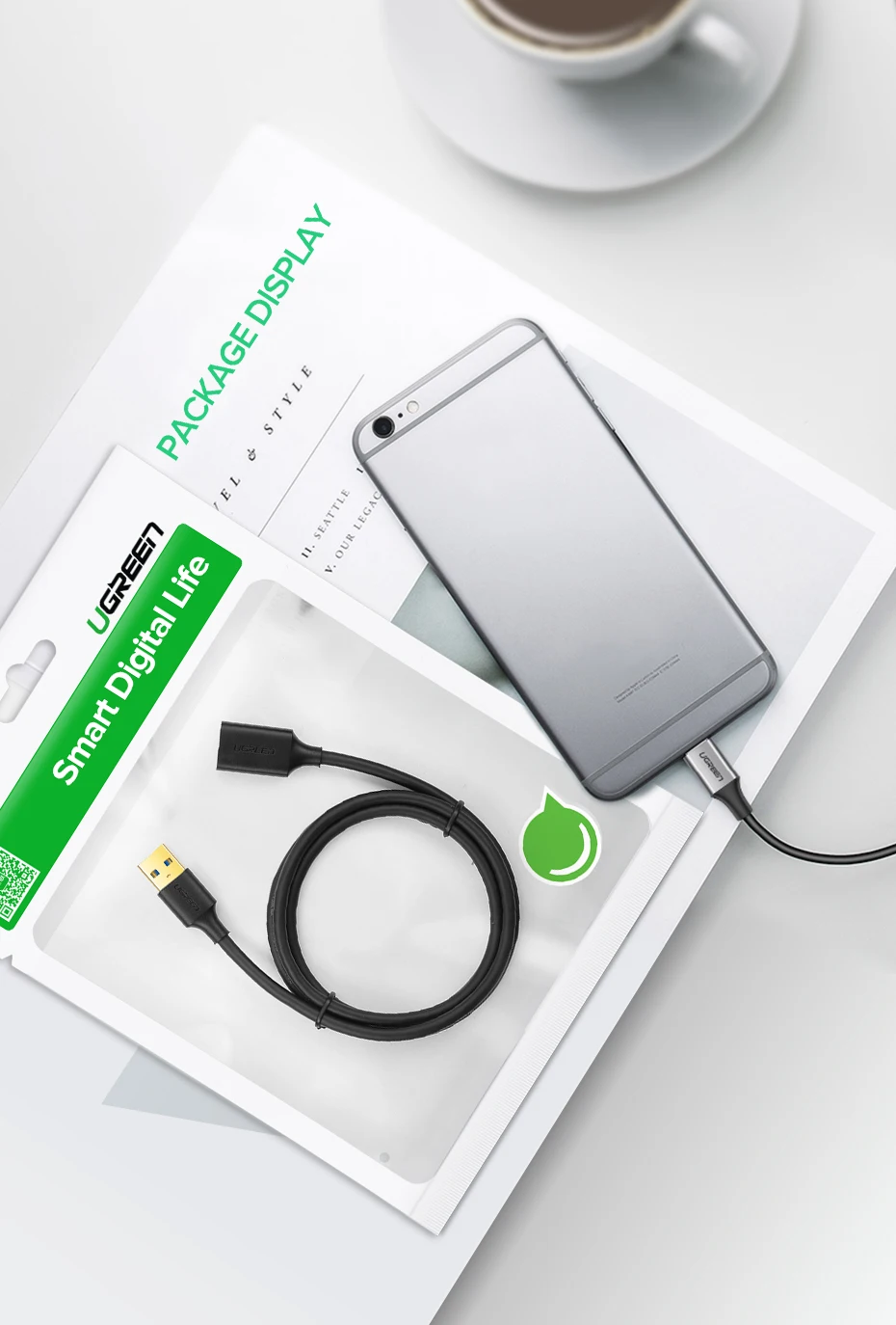 Ugreen Usb Extension Cable Usb 3.0 Cable For Smart Laptop Pc Tv Xbox ...