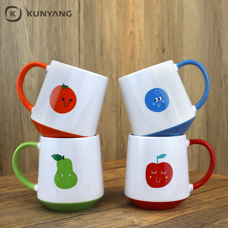 Customized Decal Logo Mugs Two Color Milk Cup Color Block Coffee ...
