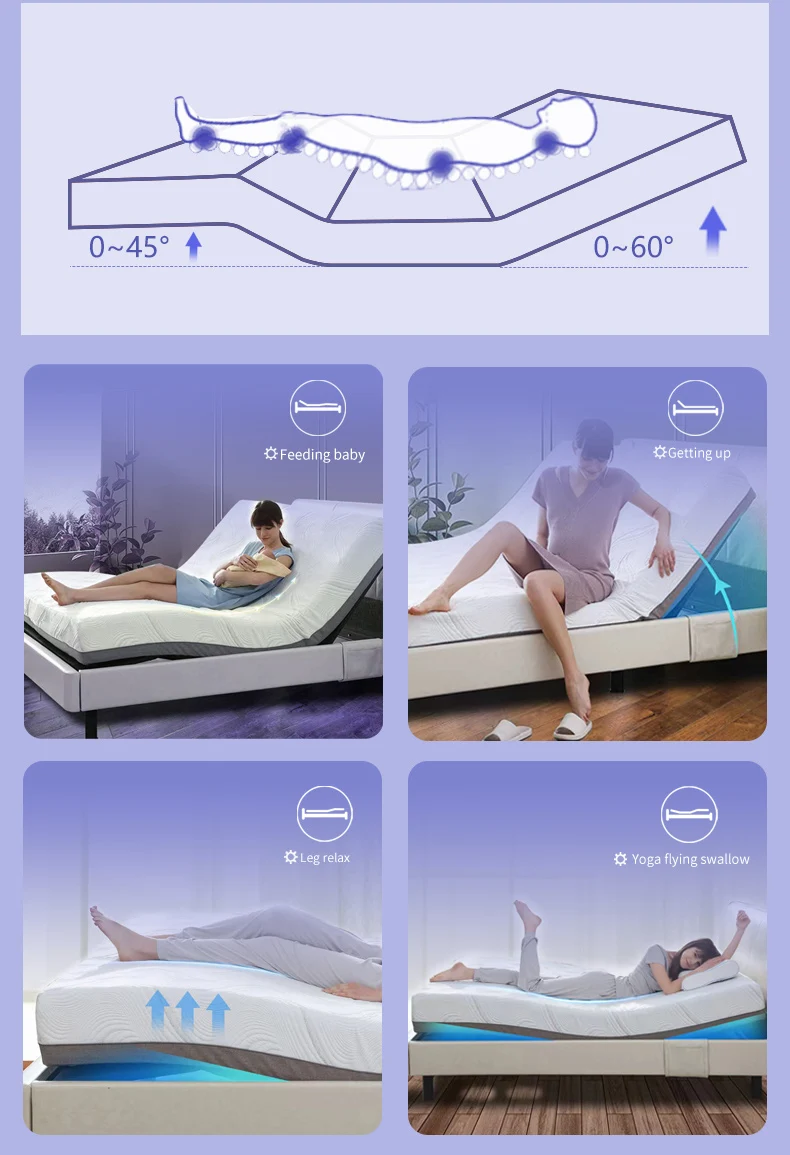 Luxury Smart Bedroom Furniture King Size Electric Lift Mattress Remote ...