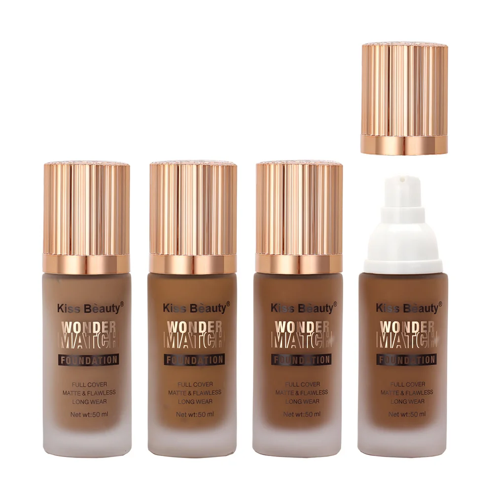 Kiss Beauty 50ml Lifeproof Full Coverage Matte Makeup Foundation Wholesale Custom Logo Private Label Black Women Skin Foundation