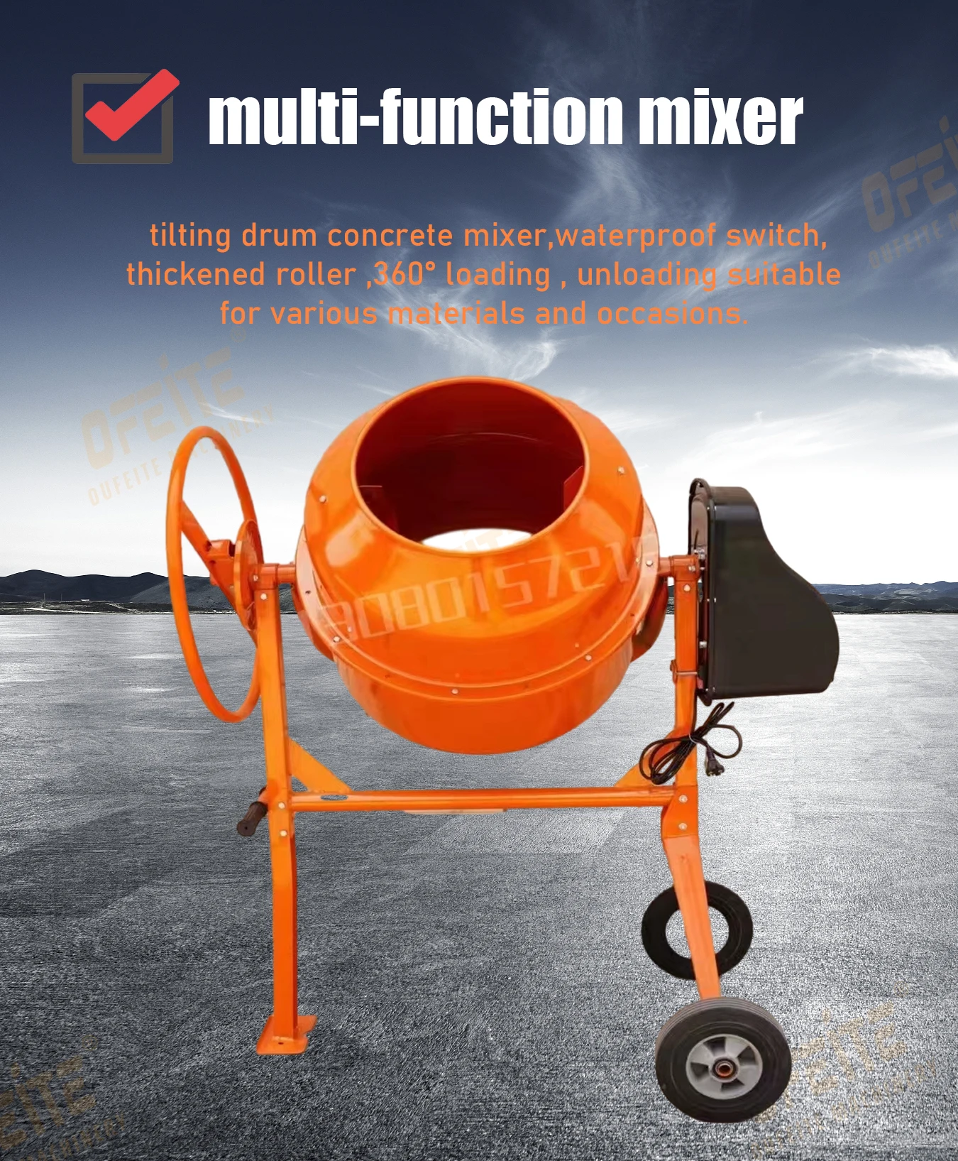 Factory Direct Sales Powered 140/160/180/200 Two Wheels Mixer Concrete ...