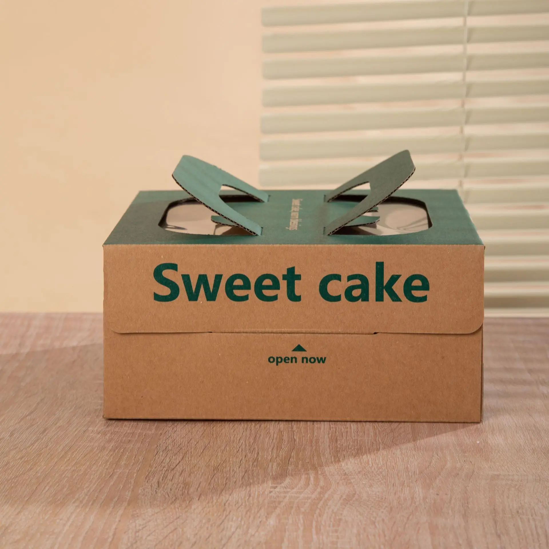 OEM take away cake box recyclable square brown craft paper 4 inch bento ...