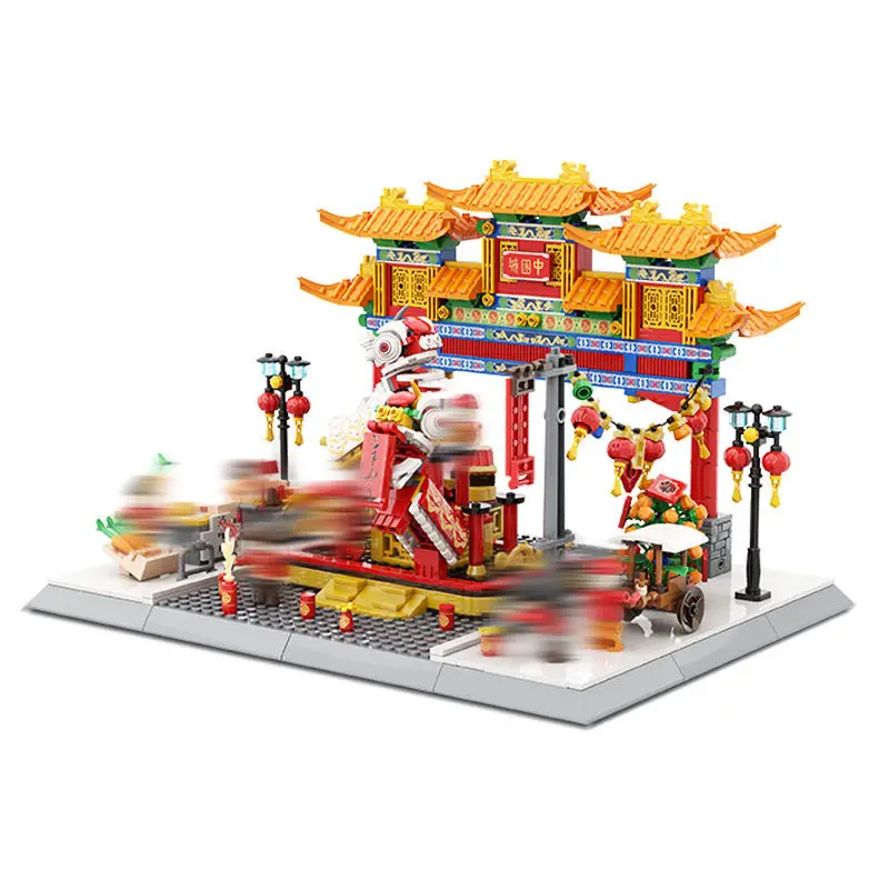 Mini Blocks Chinatown Greater China Lion Dance New Year Spring Festival ...