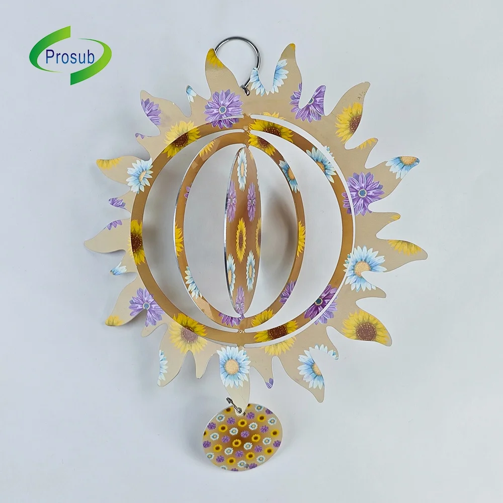 Prosub Diy Photo Print 8'' Sun Wind Chimes Double Sided Metal Blank ...