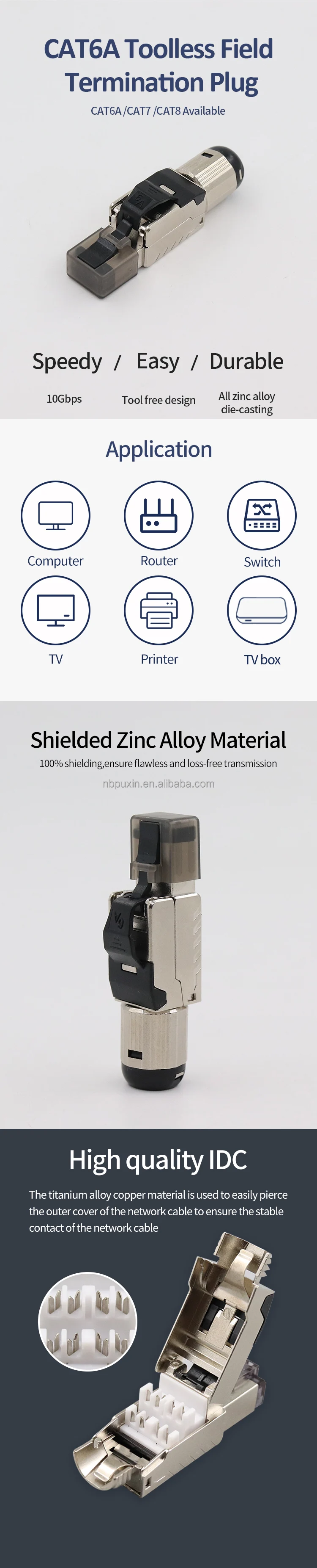 Hot Sale Ftp Toolless Rj45 Modular Plug 8p8c Shielded Cat8 Field ...