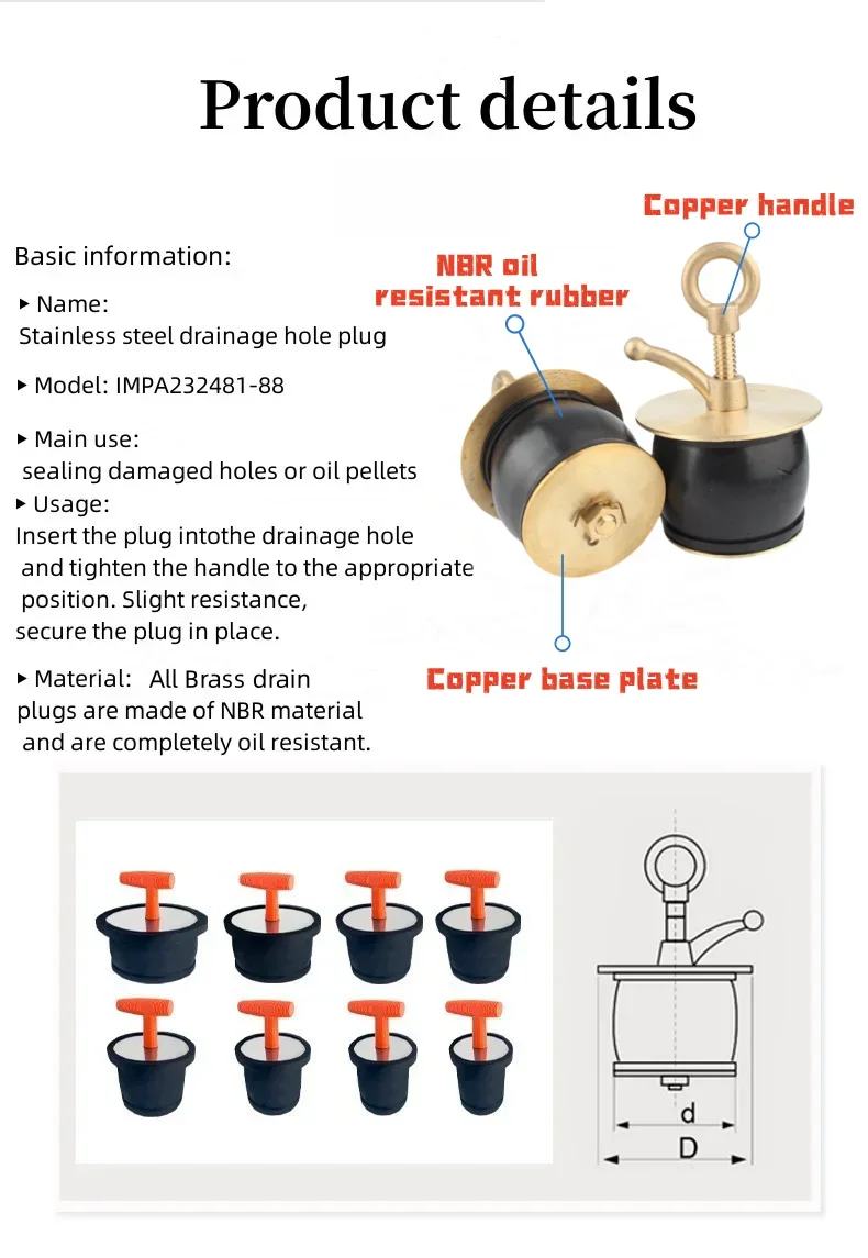 IMPA 232485 Marine Brass Scupper Plugs - Durable & Efficient