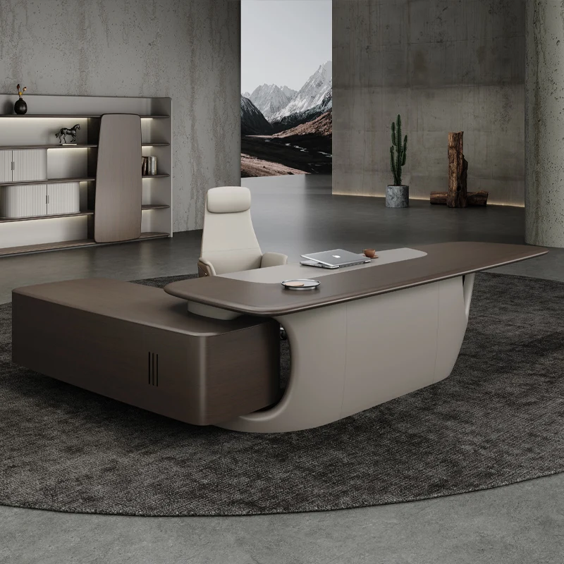 Minimalist Modern Luxury Wooden Panel Boss Workstation Desk Custom-Made ...