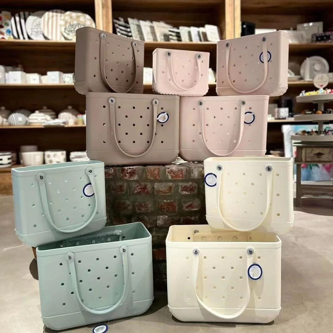 Extra Large Boggs Beach Bag Summer Eva Beach Basket Women Picnic Tote Bag Holes Waterproof ...