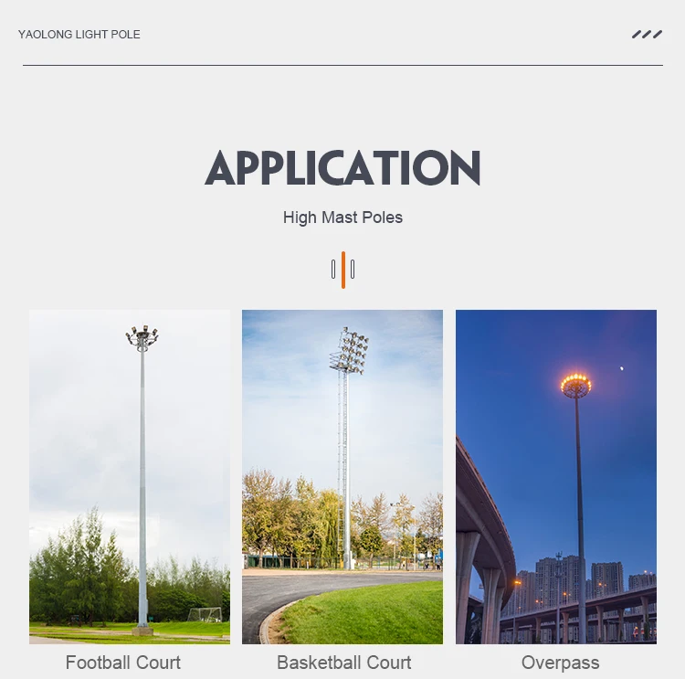 30m Meter High Mast Light Post for Stadiums - Aluminum