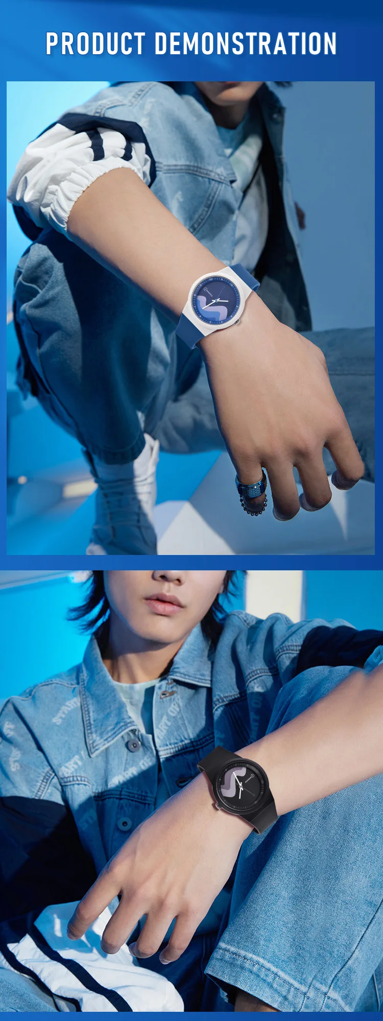 Mingrui 2239 Student Clock Blue Dial Unisex Children Watch Silicone ...