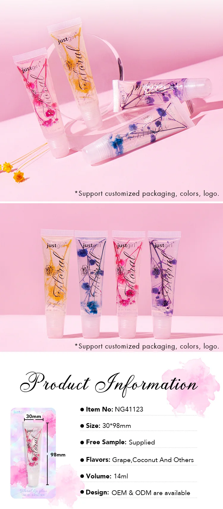 Clear Lip Oil Colorless Transparent Flower Beads Moisturizing Anti Cracking Lipstick Fruit Lip ...