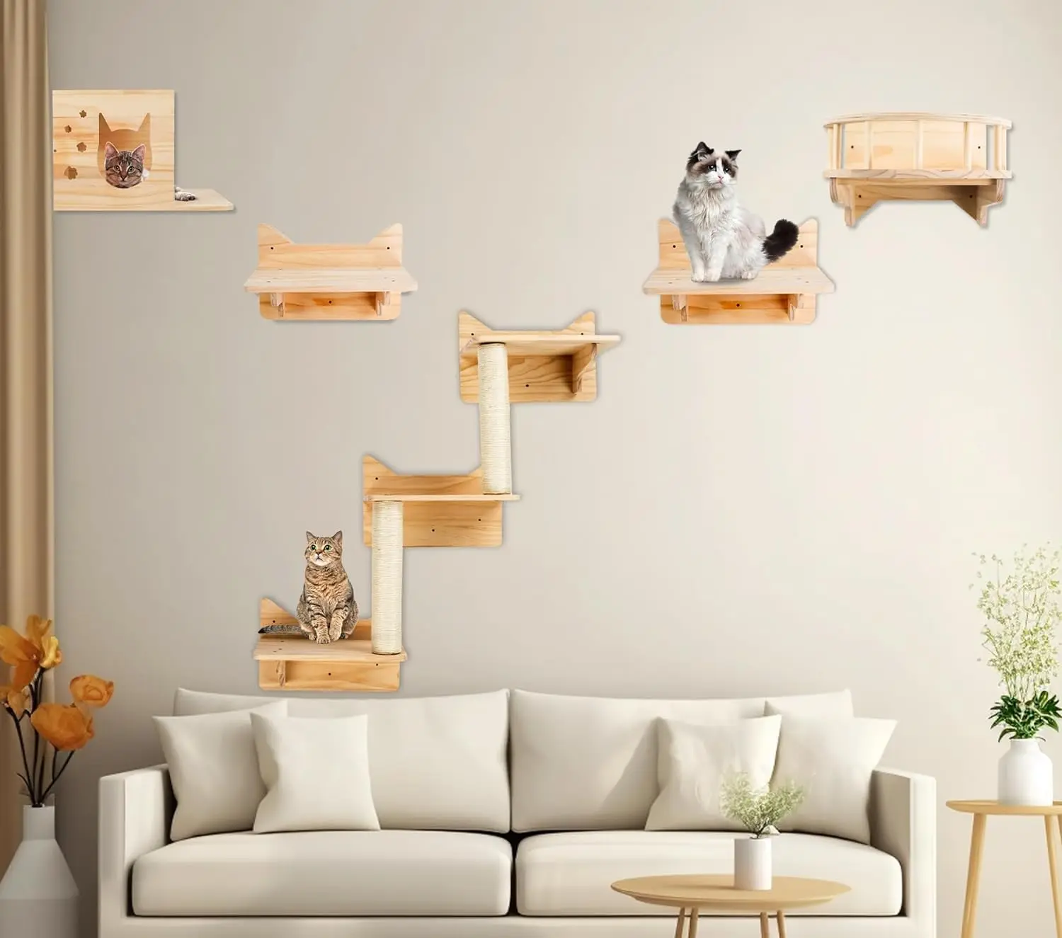 Hot Sales Eco-friendly Wood Tree Shelves Hammock Cat Wall Platform ...