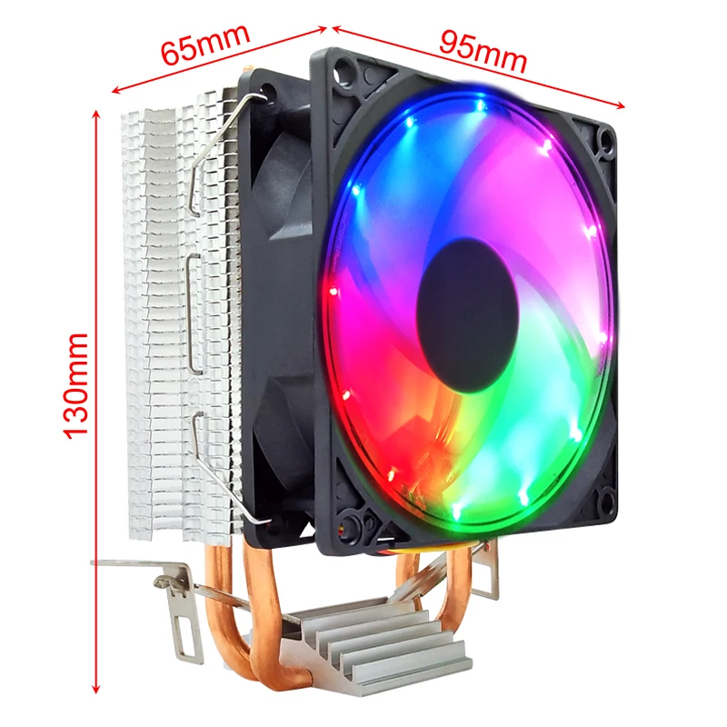 RGB 90mm CPU Cooler with 2 Heat Pipes for Gaming PC & OEM