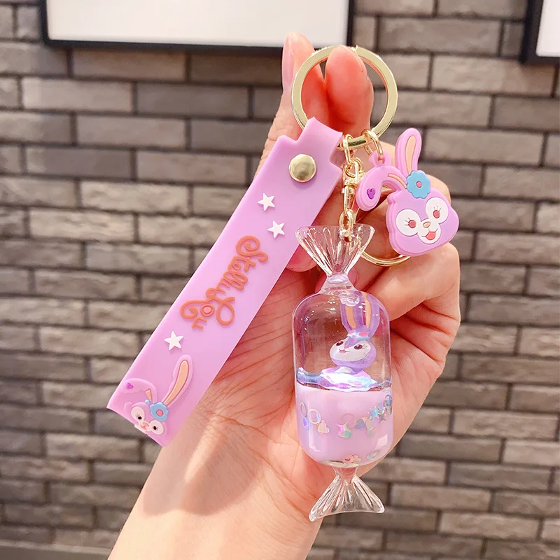 Creative Lollipop Key Chain Kawaii Floating Liquid Keychain Cartoon ...