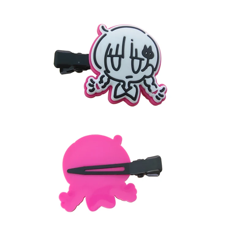 Factory Custom Cute Anime Pattern PVC Hair Soft Rubber Hair Clip ...