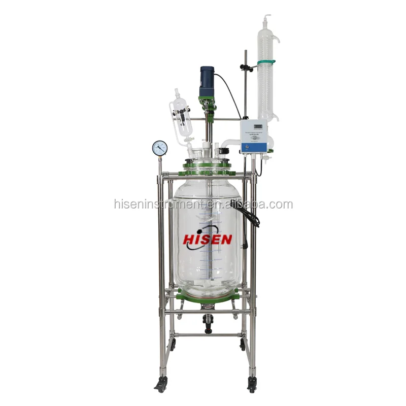100l Glass Reactor Jacketed Glass Filter Hydrothermal Synthesis Reactor ...