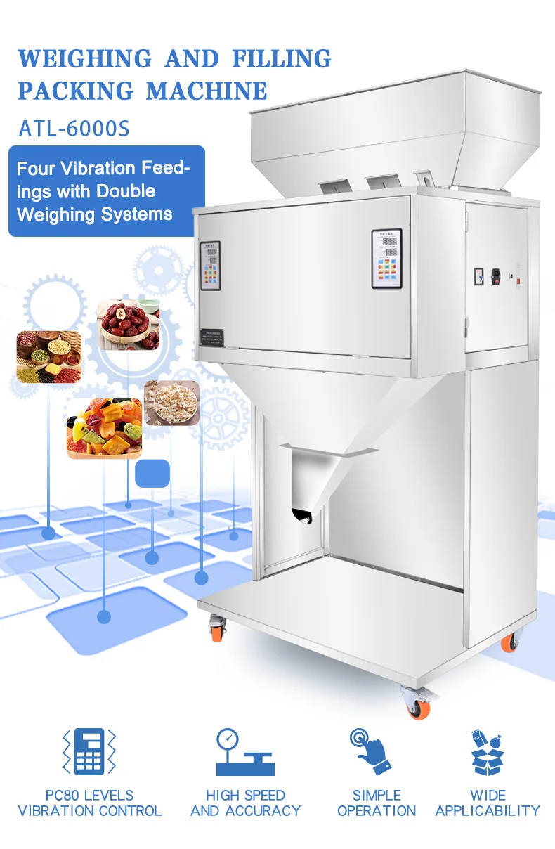 6000S Easy Use Large Weight Rice Packaging Machine Beans Nuts Powder ...