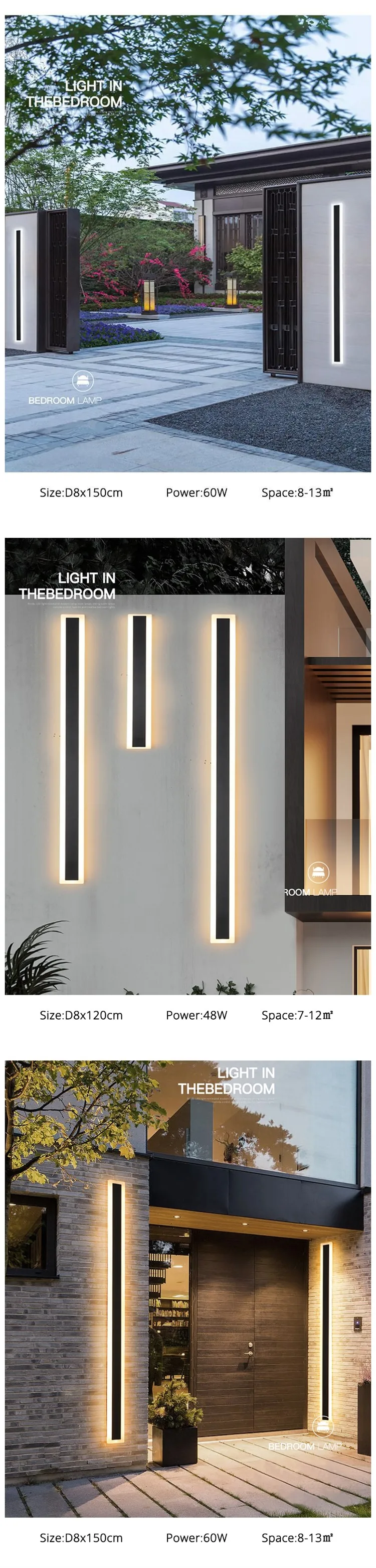 Modern Acrylic Strip Wall Lamp Outdoor Waterproof App Control RGBWW ...