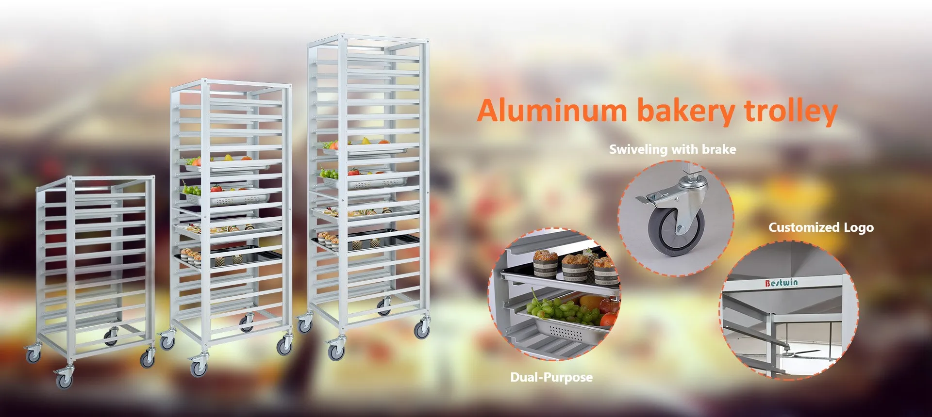 15-tier Aluminum Bakery Cart Baking Oven Tray Gastronorm Pan Trolley ...