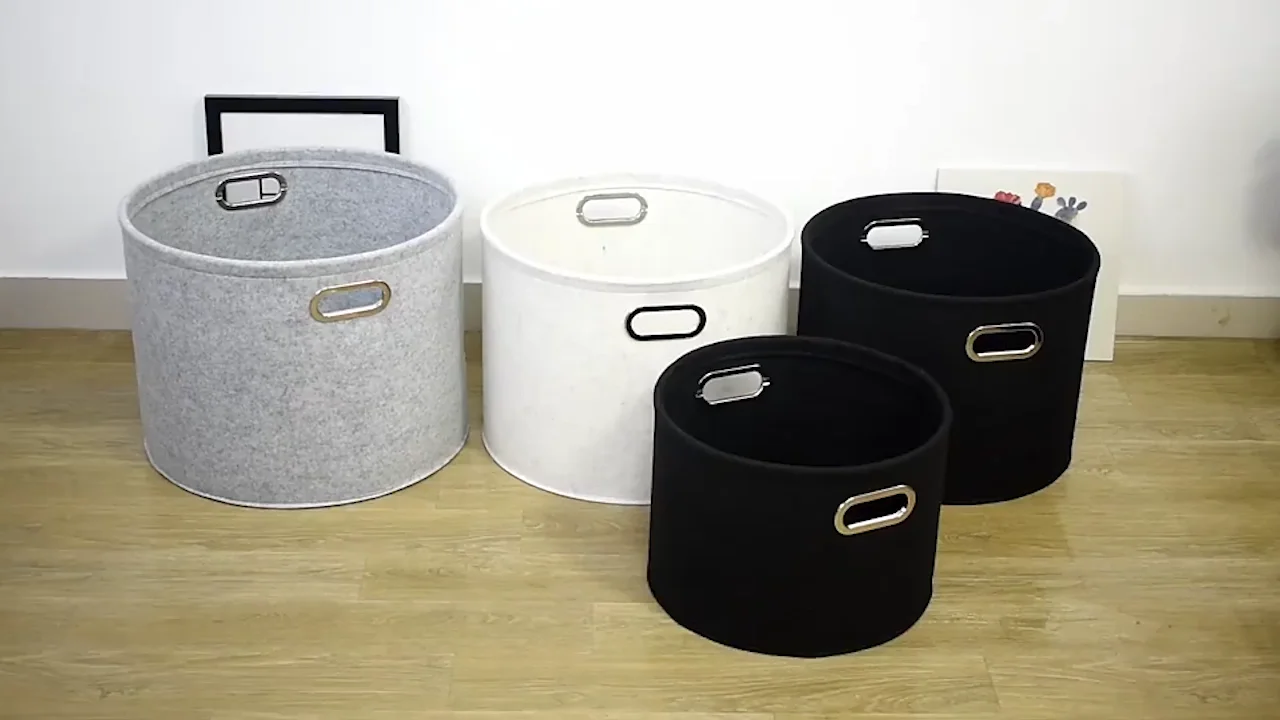 Upin Round Simple Basket Large Laundry Basket Toys Sundries Box Grey ...