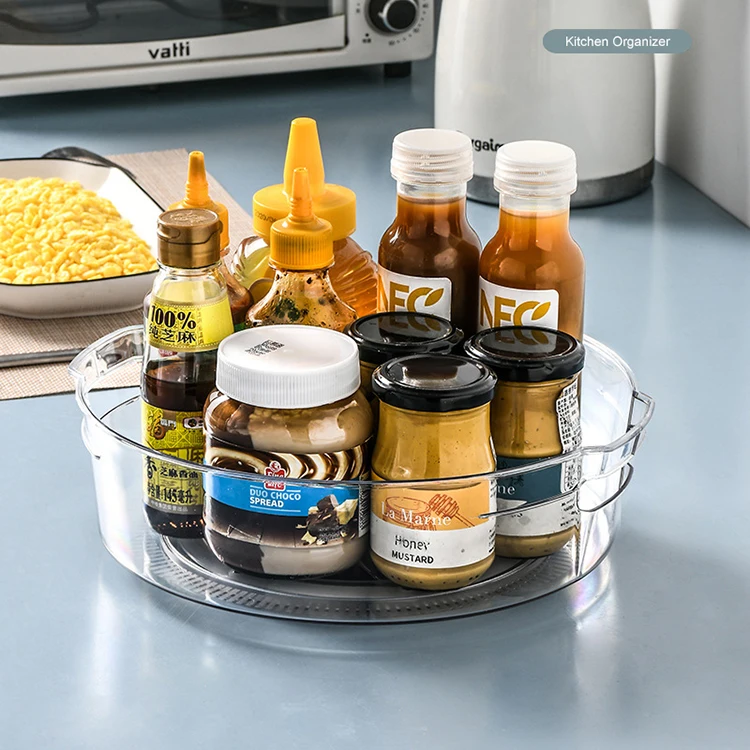 360 Degree Plastic Rotating Turntable Lazy Susan With Handle Dining ...