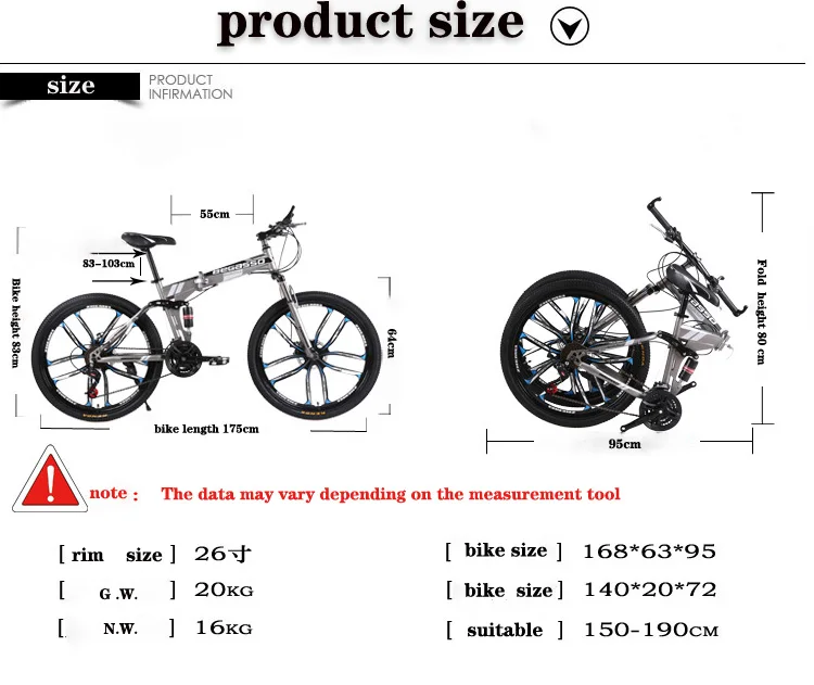 Mtb Double Disc Brake Folding Mountain Bicicletas Foldable Mountainbike ...