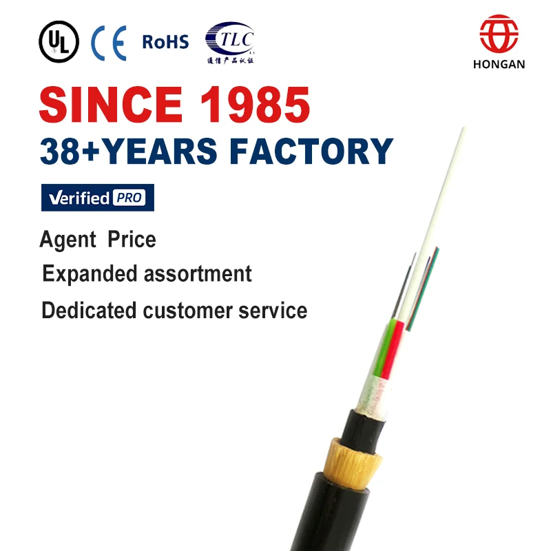 Hongan New Color Options 4 Fiber Optic Cable Adss G652d Round Optical Fiber Cable 4 Core For ...