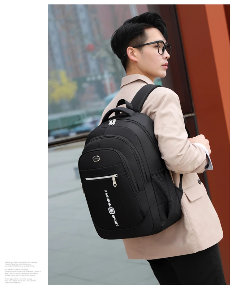 Unisex Travel Backpack With Custom Logo Waterproof Nylon Oxford School ...