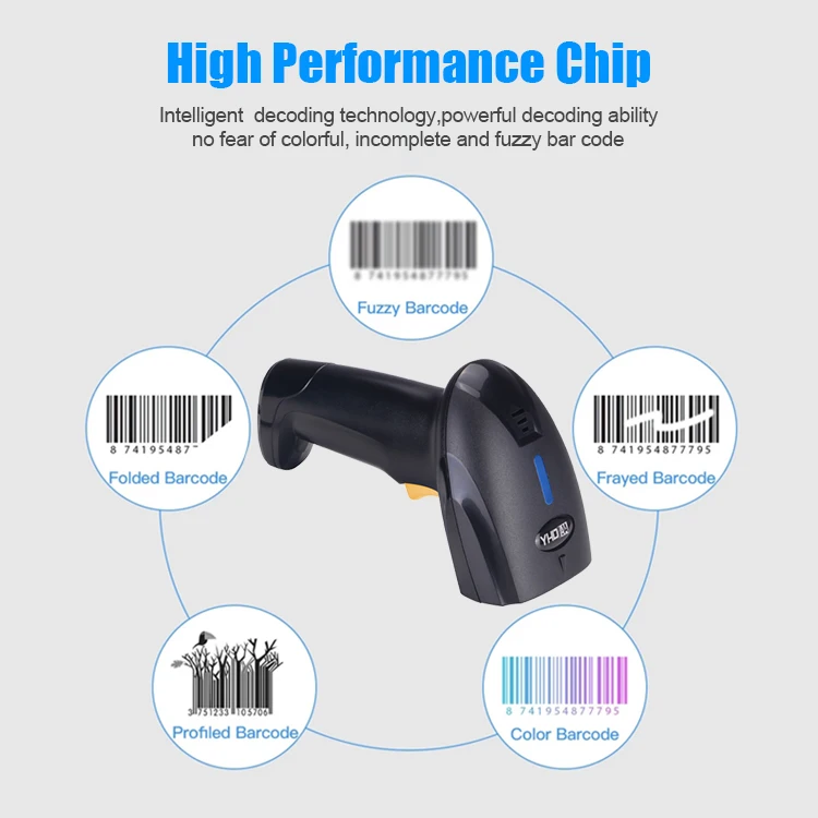 YHDAA 1D Wireless Automatic Sensing Laser Barcode Scanner Reader USB ...