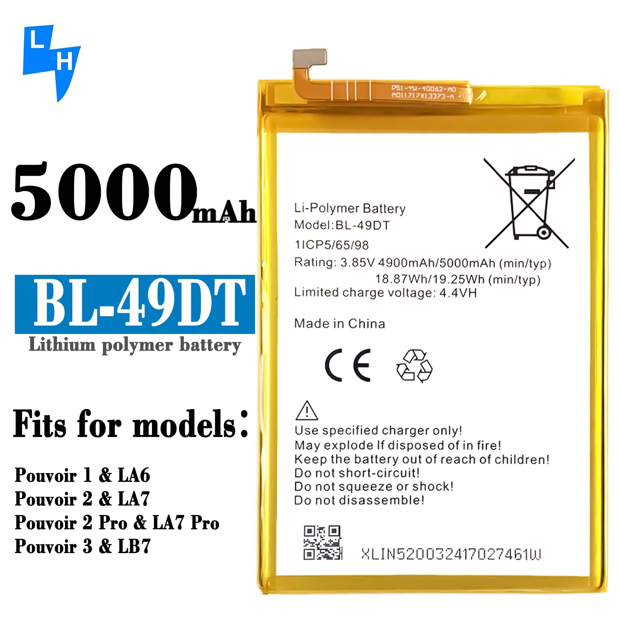 Bl-49dt 5000mah Lb7 Mobile Phone Battery For Tecno Pouvoir 3 Battery ...