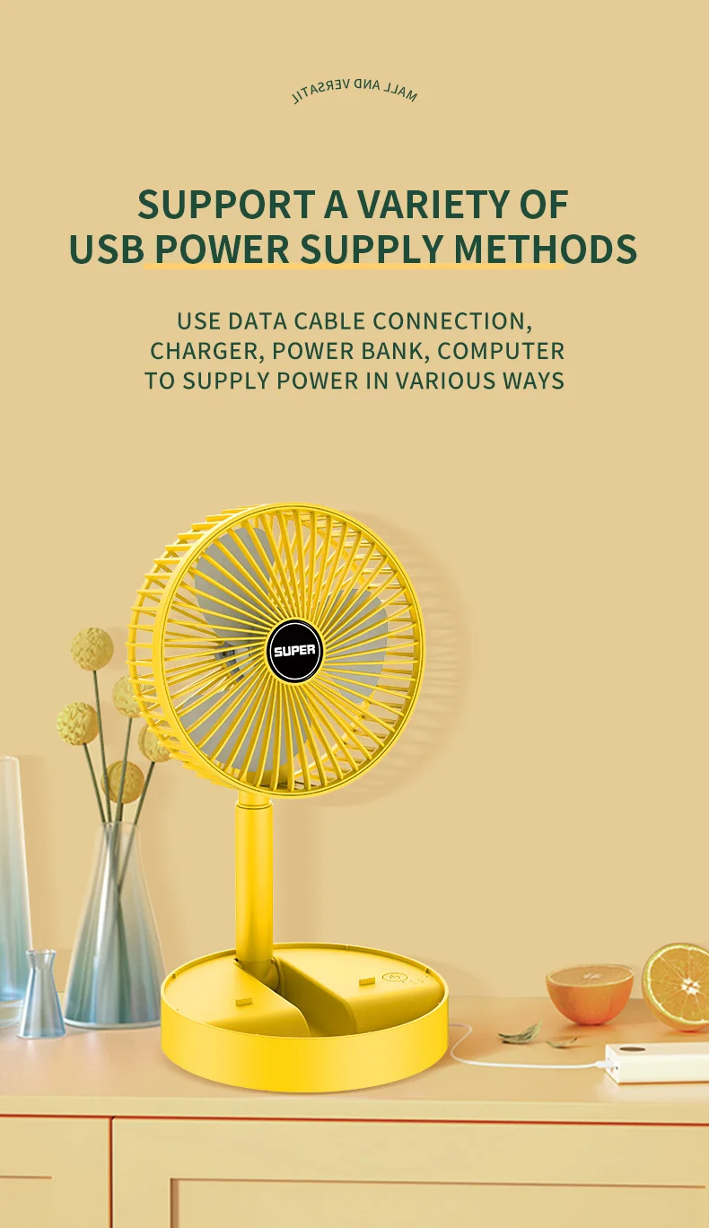 Adjustable Rechargeable Standing Air Cooler Fan Foldable Telescopic Fan ...