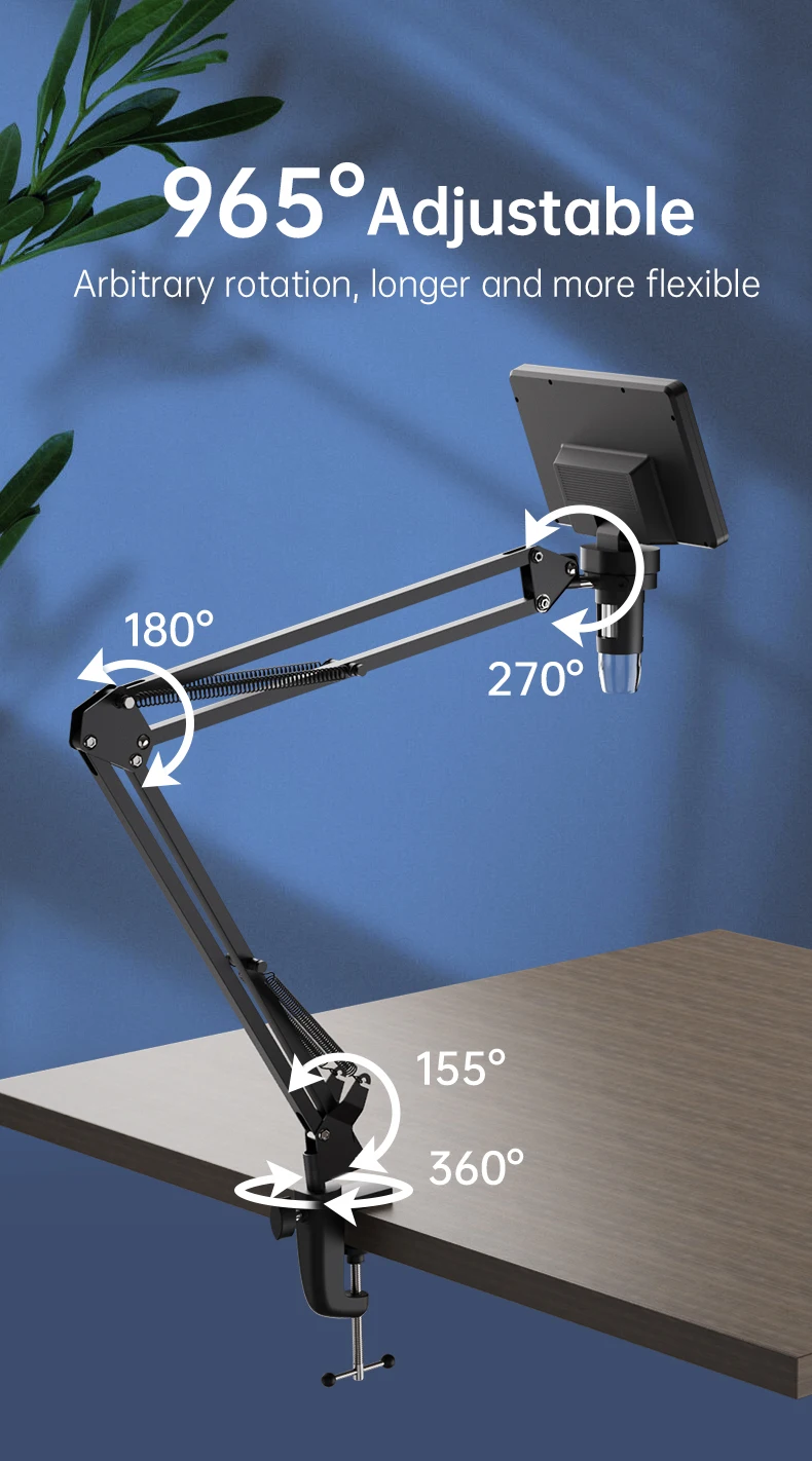 Metal Bracket with Clamp and Grommet Base Stand Pole for USB Microscope ...