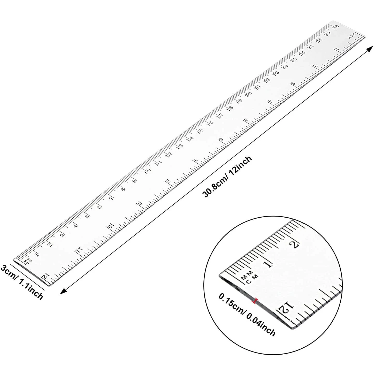 Wholesale 30 Cm 12 Inch Transparent Ruler Can Be Customized - Buy ...